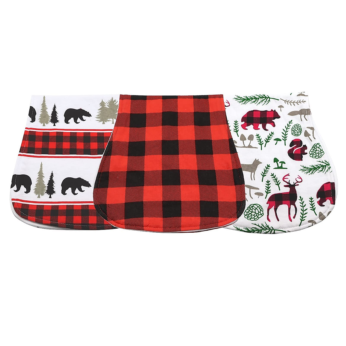 LNGLAT 3-Pack Baby Burp Cloth for Boys Girls, 100% Organic Cotton, Triple Layer, Thick, Soft and Absorbent,Christmas Burping Rags for Newborns Baby Shower Set