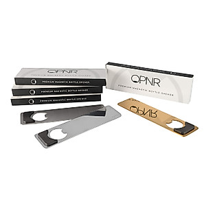 OPNR Bottle Opener with Magnetic Lid Catch, Beer, Soda, Home Bar, or Bartender Use | Catch caps, stick on fridge! | Heavy-Duty Stainless-Steel | Manual, Handheld Operation | Portable (BRUSHED)
