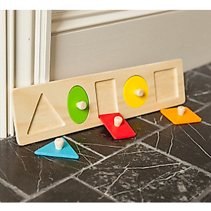 Fat Brain Toys Let's Learn Shapes! Wooden Puzzle - Classic Shape-Sorting for Preschoolers