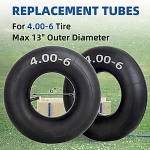 GICOOL 4.00-6 Replacement Inner Tube, 2 Pack with TR-13 Valve Stem, Heavy Duty, For 13" Tires Wheelbarrow Garden Utility Wagon Go Cart Lawn Mower