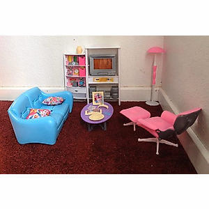 Gloria Dollhouse Furniture - Family Room TV Couch Ottoman Playset