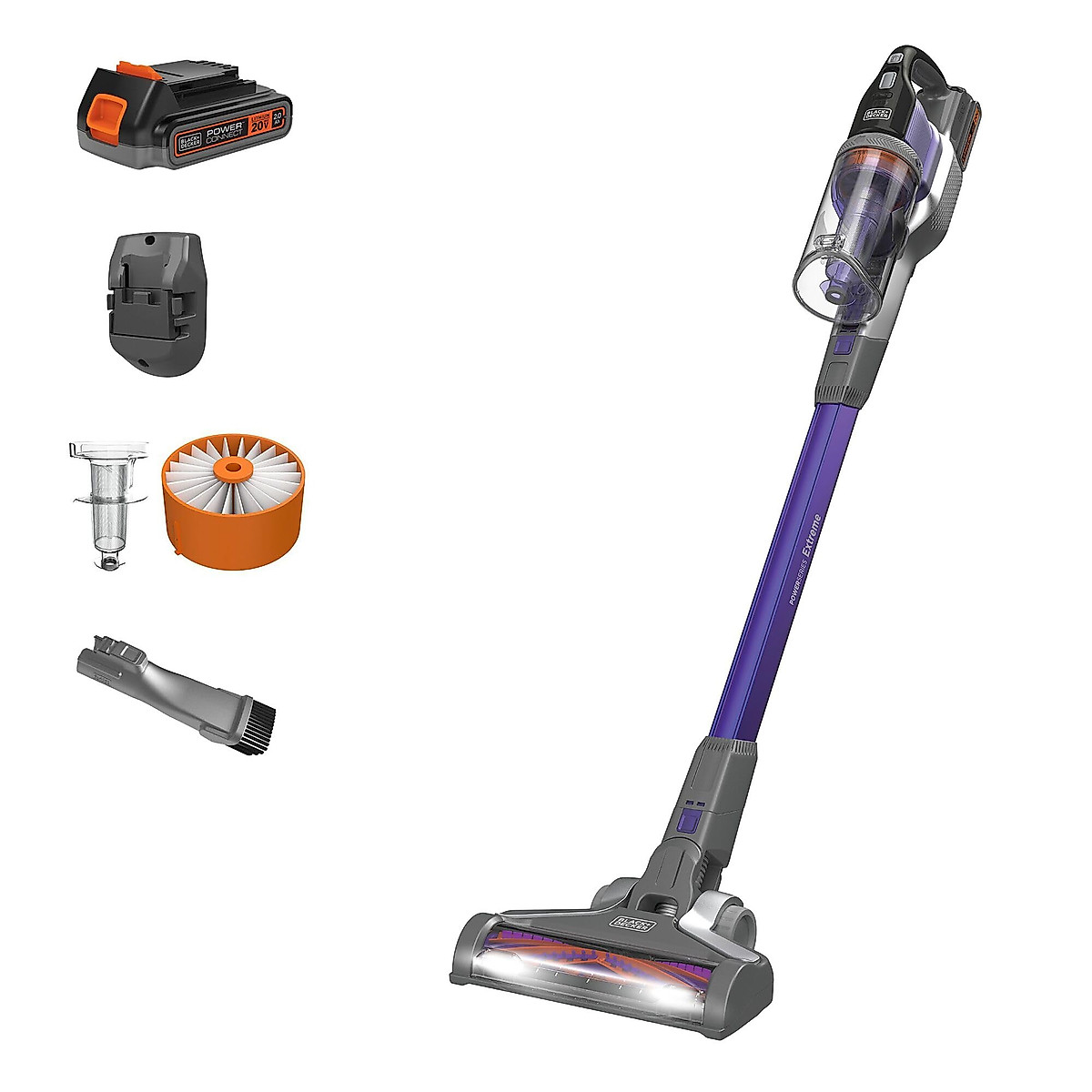 BLACK+DECKER Powerseries Extreme Cordless Stick Vacuum Cleaner for Pets, Purple (BSV2020P)