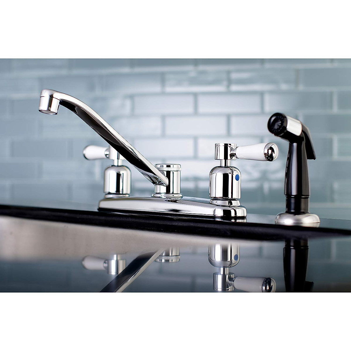Kingston Brass FB112DPL Paris 8" Centerset Kitchen Faucet, Polished Chrome