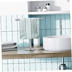 Zerodeko Stainless Steel Towel Bar Towel Hooks Washcloths Hand Towel Stand T-Shape Towel Rack Countertop Towel Stand Watch Rack Standing Towel Storage Holder Balanced Base Towel Holder Pole