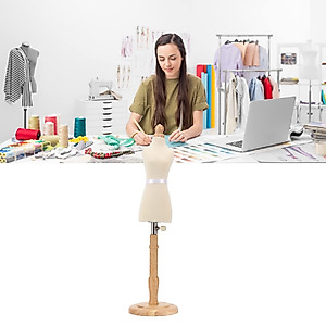 Female Mannequin with Stand, 18-23in Height Adjustable Dress Form Manikin Body with Wooden Base, Pinnable Mannequin Body Dress Jewelry Display for Sewing Dressmakers