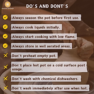 Swadeshi Blessings HandMade Exclusive Range Unglazed Clay HotCase/Earthen Pot for Cooking & Serving with Lid(Natural Firing Shade & Mirror Shine) + Free Palm Leaf Stand (2 Liters)