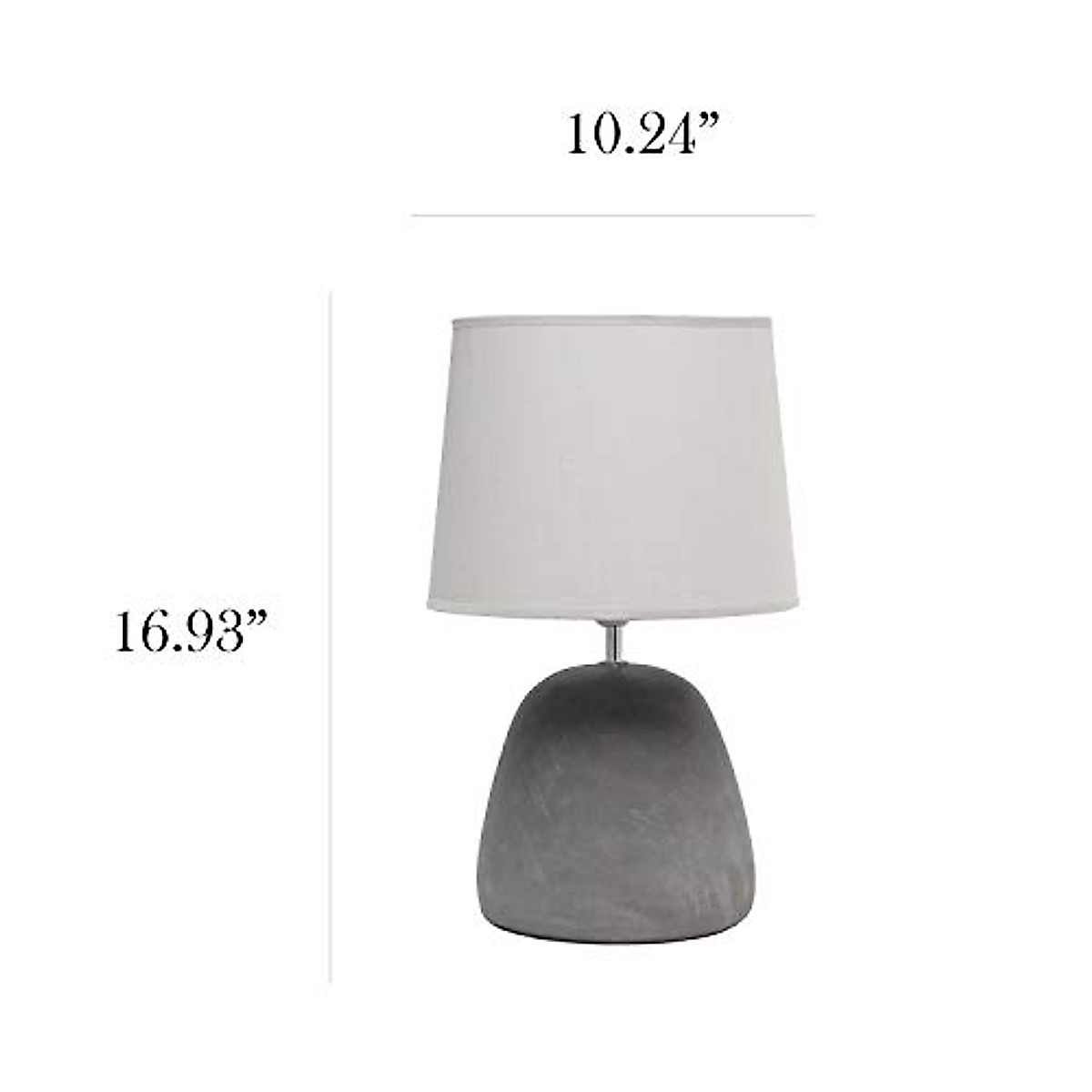 Simple Designs LT2058-GRY Round Concrete Table Lamp, Gray 10.25"L x 10.25"W x 16.5"H