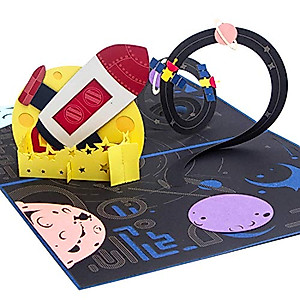 Ribbli Rocket Pop Up Card, Pop Up Birthday Card, Happy Birthday Card for Men Dad Husband Boyfriend Brother Son Kids, with Envelope