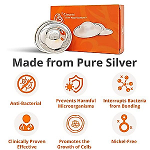 Amorini - Silver Nipple Covers for Breastfeeding Mothers, 925 Solid Silver Nipple Shields for Nursing Newborn, Protect Tender and Cracked Nipples from Rubbing on Garments, Set of 2