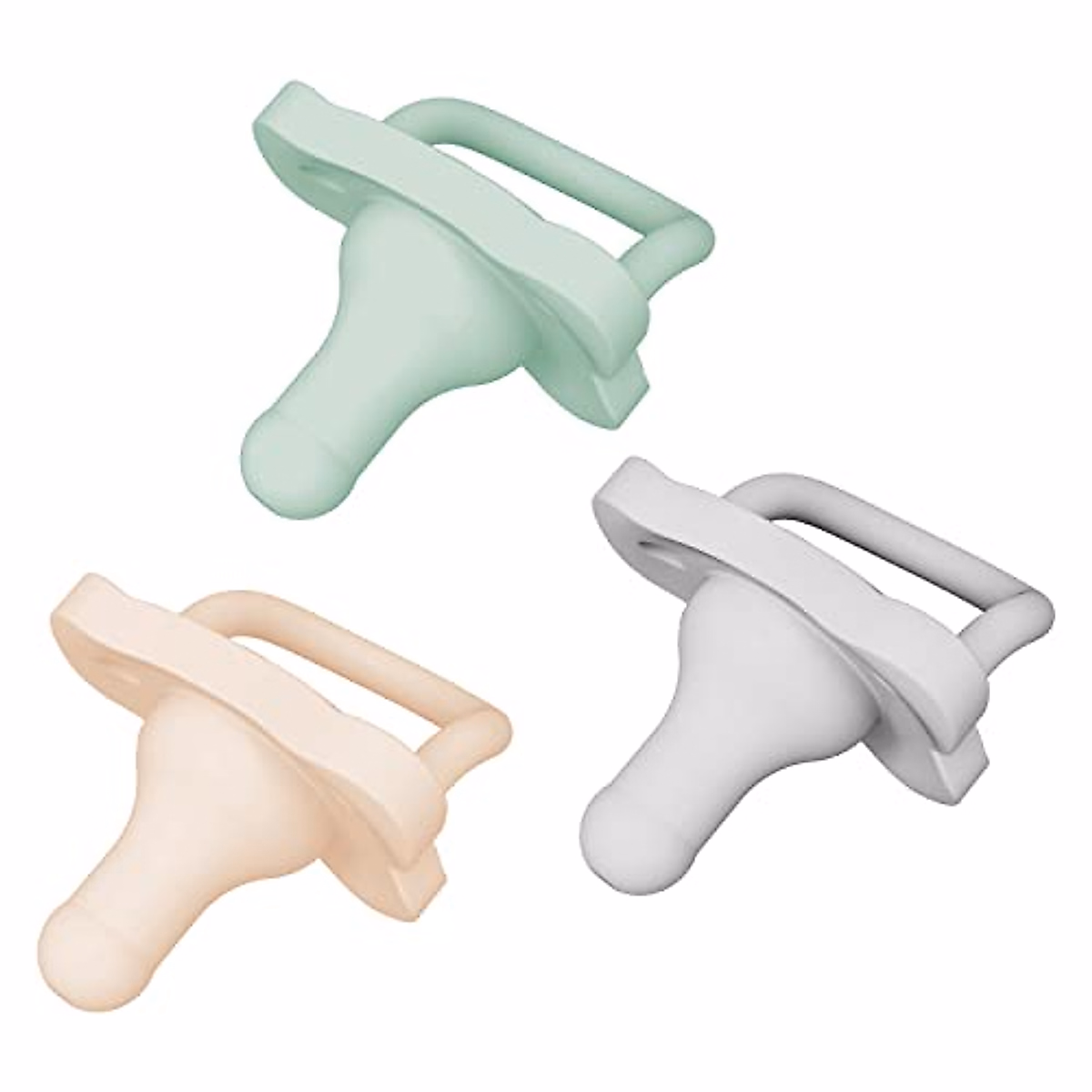 Dr. Brown's HappyPaci 100% Silicone Baby Pacifier, Contoured One-Piece Design, Cool Gray, Green, Ecru, 0-6m, BPA-Free, 3 Pack