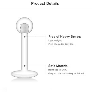 Lcolyoli 63PCS 16G Mix Length Clear Push Top Piercing Retainers Flat & Ball Top Bioflex Lip Rings Labret Medusa Retainer for Women Men 6-10mm Bar Length