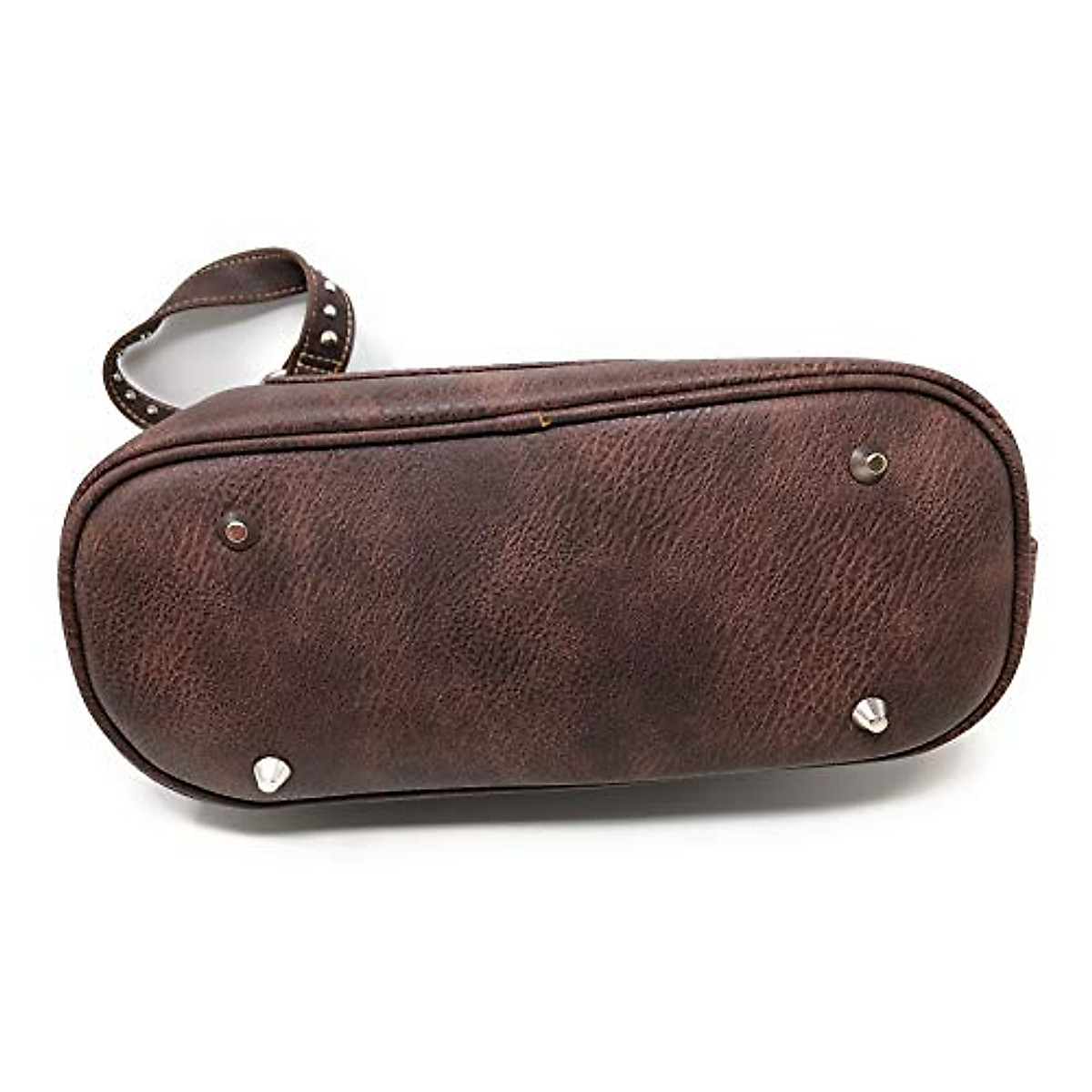 Concealed Carry Hobo Double Flat Strap Purse Wings Buckle with Matching Wallet (Dark Brown)