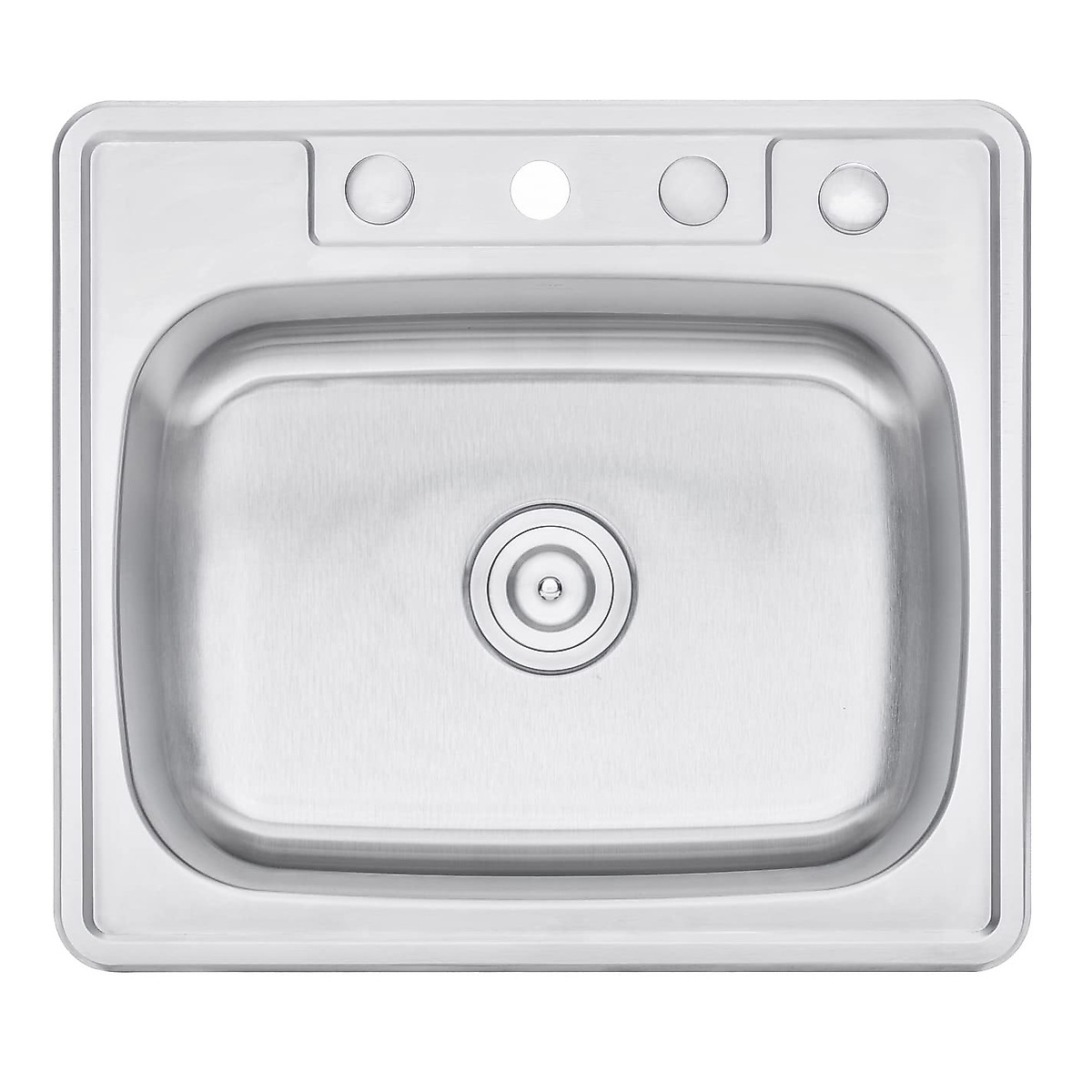 CozyBlock 25 x 22 x 9 Inch Top-mount/Drop-in Stainless Steel Single Bowl Kitchen Sink with Strainer and Protective Bottom Grid- 18 Gauge Stainless Steel-4 Faucet Hole