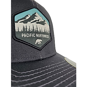 Pacific Northwest Trucker Hat w/mesh Backing and Pacific Northwest Woven Patch (Grey/Black)