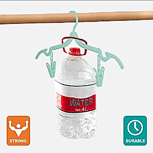 12 Pcs Folding Clothes Hangers, Portable Travel Clothes Hangers with Clips Plastic Non-Slip Pants Skirts Underwear Clothes Hangers Drying Rack for Home Outdoor Travel (Solid Color-12Pcs)