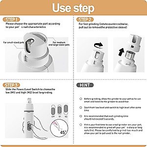 Masagotti Dogs Hair Clippers Grooming Kit with Nail Grinder, 4 in 1 Cordless Electric Trimmer Low Noise USB Pet Clippers for Dogs Cat,Grooming Paws, Eyes, Ears, Face,Matted Hair