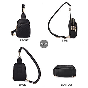 Telena Sling Bag for Women Crossbody Bags Fanny Packs for Women Cross Body Waist Pack with Detachable Strap Black