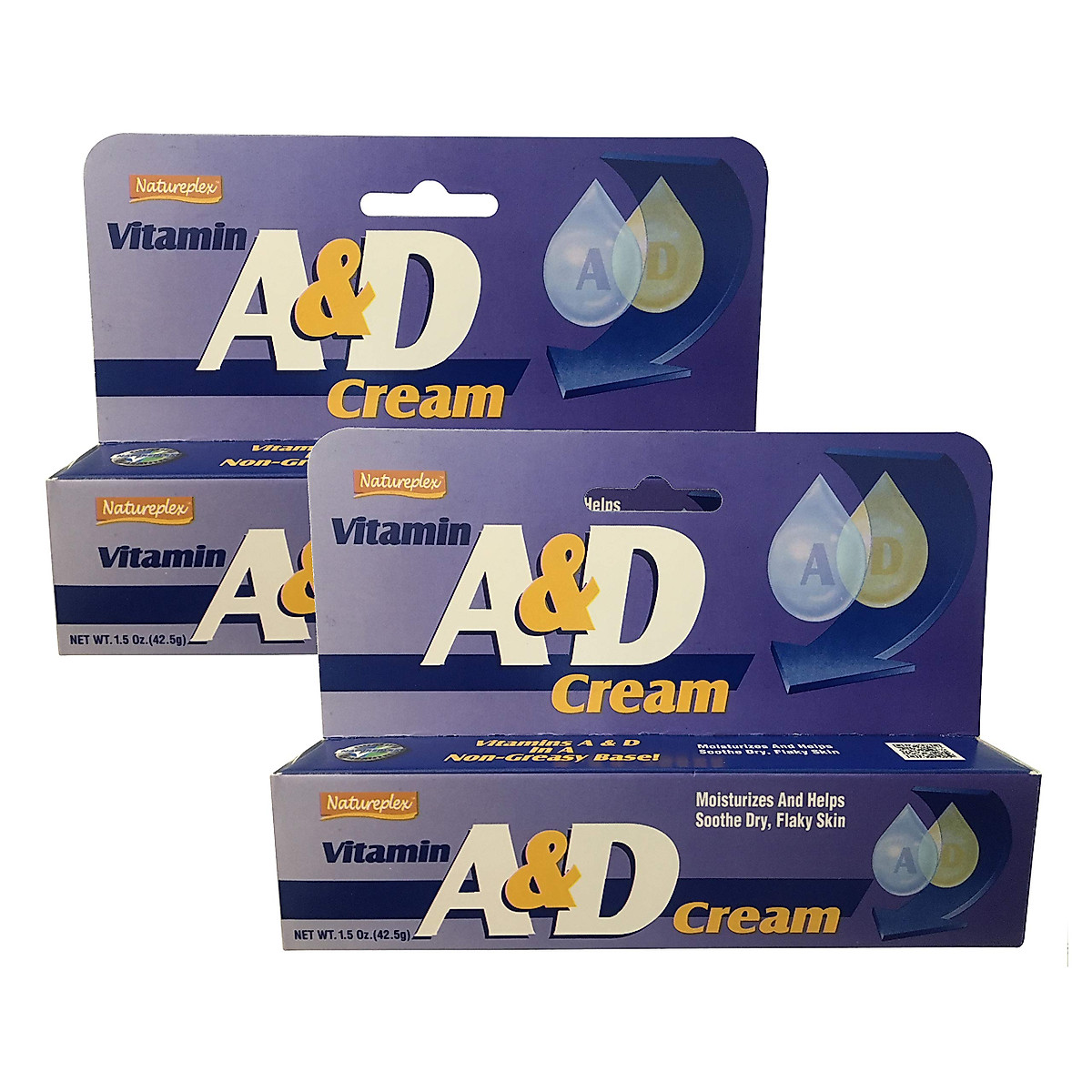 Vitamin A&D Moisterizing, Soothing Cream, 2 x 1.5 oz Bottles (for Dry, Flaky Skin)