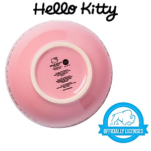 Silver Buffalo Sanrio Hello Kitty Flowers Pattern Ceramic Ramen Noodle Rice Bowl with Chopsticks, Microwave Safe, 20 Ounces