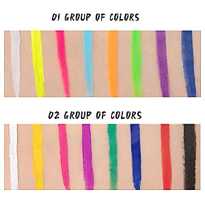 2 PCS Water Activated Eyeliner Palette 8 Colors Neon Face Paint Liner Makeup UV Glow Longlasting Fluorescent Face and Body Paint with Brush for Halloween Christmas (Set AB)