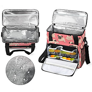 Pink Dog Pugs Puppies Coffee Maker Carring Bag Travel Storage Tote Bag Compatible with Keurig K-Mini or K-Mini Plus Portable Single Serve Coffee Brewer Case with Pockets for K-cup Pods