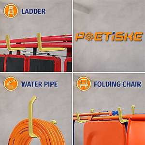 unp POETISKE Screw in Ladder Bike Hooks Ceiling Hanger Wall Mounted Bicycle Chair Garage Organization Heavy Duty Vinyl Coated 4Pack