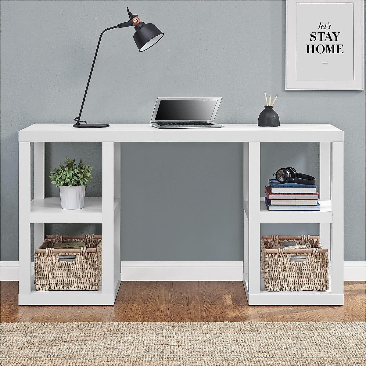 Ameriwood Home Parsons Double Pedestal Computer Desk, White