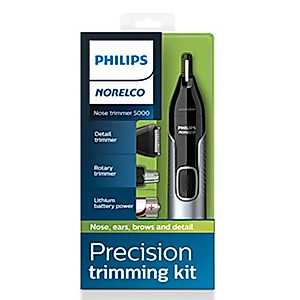 Philips Norelco Nose Trimmer 5000, For Nose, Ears, Eyebrows, Black and Silver, NT5600/42
