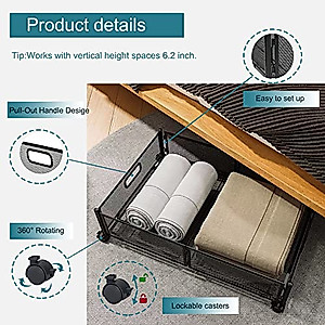 Coficina Under Bed Storage with Wheels,Rolling Under Bed Storage Containers,Under Bed Shoe Storage, Underbed Storage Drawers, Underbed Storage Basket for Clothes, Blankets,Shoes,Sweater (2 Pieces)