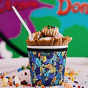 Beautyflier 2-Pieces Pint Sized Ice Cream Cozy Thicken Neoprene Ice Cream Sleeves with Elastic Handle Cover (Geometry + Plant)