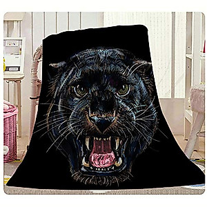 HGOD DESIGNS Animal Throw Blanket,Black Panther Roaring Tatto Design Soft Warm Decorative Throw Blanket for Bed Chair Couch Sofa 50"X60"