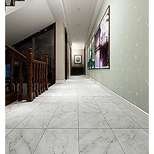 Livelynine 32-Pack Peel and Stick Floor Tile Marble Look Vinyl Flooring Stick On Floor Tiles for Bathroom Kitchen Basement Bedroom Waterproof Laminate Flooring Tile Linoleum Flooring Sheet 12X12 Inch