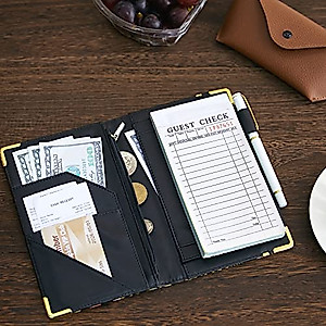 Waitress Book, Server Books for Waitress with Zipper Pocket Black Serving Waiter Book for Waitress Notepad with Money Pocket and Zipper