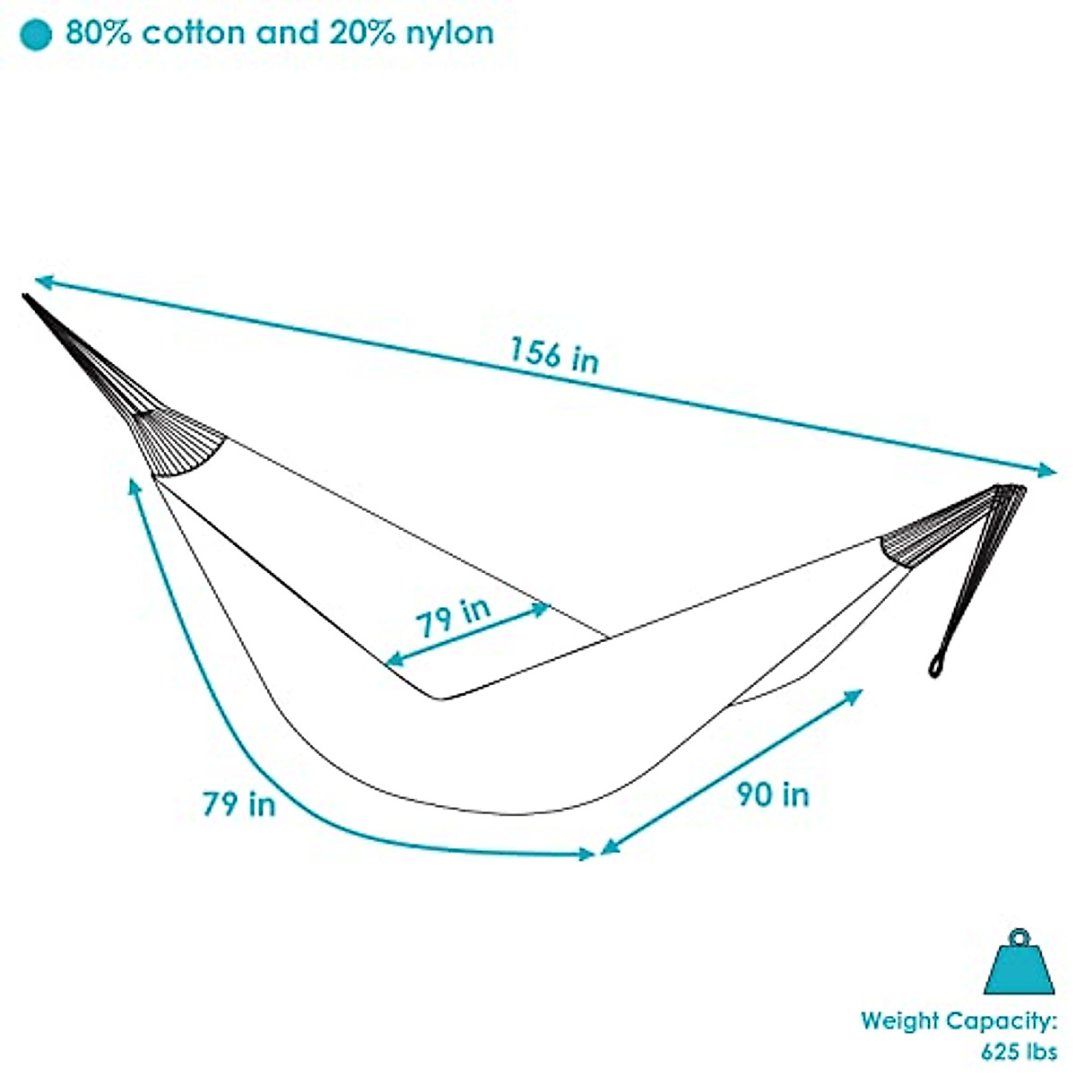 Sunnydaze Mayan Family Hammock Hand-Woven XXL Thick Cord, Heavy-Duty 625-Pound Capacity, Black/Natural