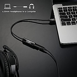 MillSO 1/4 to 3.5mm Instrument Cable, TRS Headphone Adapter 6.35mm Female to 3.5mm Male 1/8 to 1/4 Stereo Audio Adapter for Amplifier, Guitar, Piano, Speaker to Phone, Laptop, Headphone - 12inch/30cm