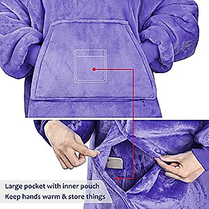Catalonia Classic Oversized Hoodie Blanket Sweatshirt, Sherpa Wearable Blanket with Giant Pocket, Cozy Soft Warm Portable Sweatshirt, Gift for Women Men Father