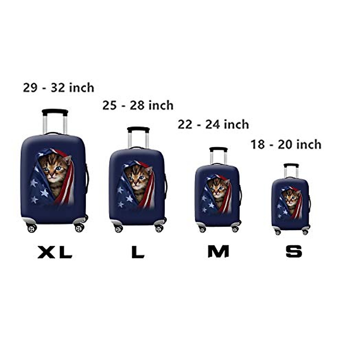 WUJIAONIAO Travel Luggage Cover Spandex Suitcase Protector Washable Baggage Covers (S (for 18-20 inch luggage), TRAVEL)