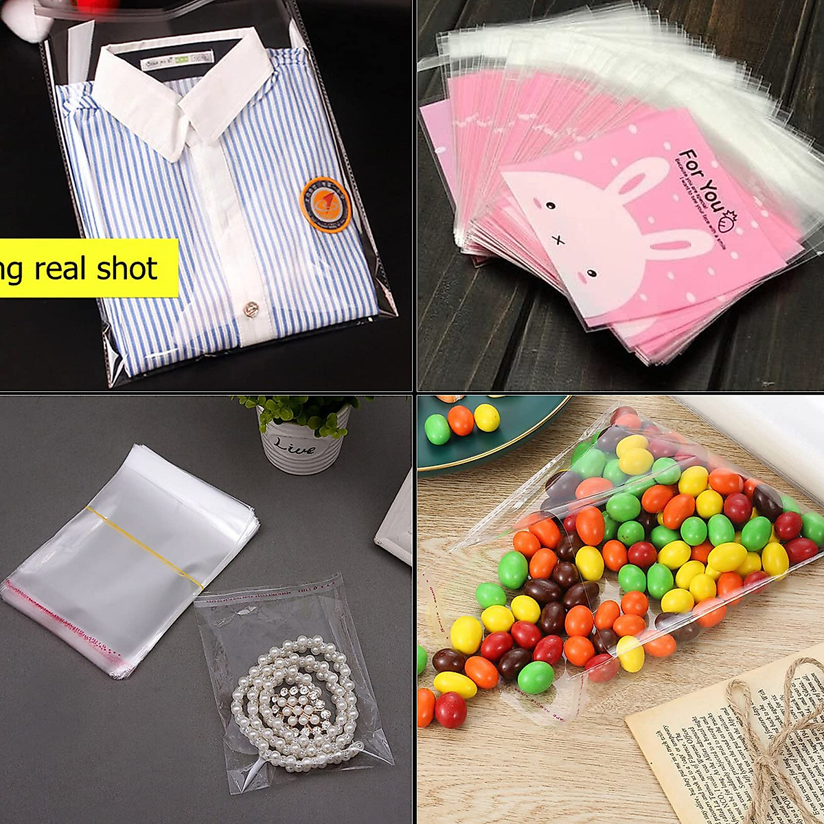 13" x 19" Large Resealable Cellophane Bags 200 pcs, Self Sealing Clear Bags for Packaging Products Self-adhesive Cello Bags for Clothes, T-shirts, Pants and Gifts