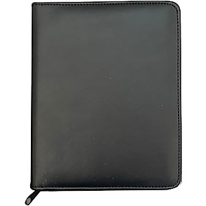 Generic Faux Leather Pen/Pencil Display and Carrying Case - Black with Burgundy Faux Suede, 24 Elastic Holders