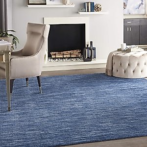 Nourison Essentials Indoor/Outdoor Navy Blue 9' x 12' Area Rug, Easy Cleaning, Non Shedding, Bed Room, Living Room, Dining Room, Backyard, Deck, Patio (9x12)