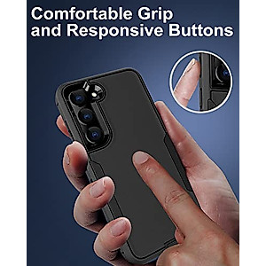 Dahkoiz for Samsung Galaxy S23 Case, with Dust-Proof Port Cover, Full Body Protection Rubber Cover Phone Case for Samsung Galaxy S23 5G 6.1-Inch, Black/Black