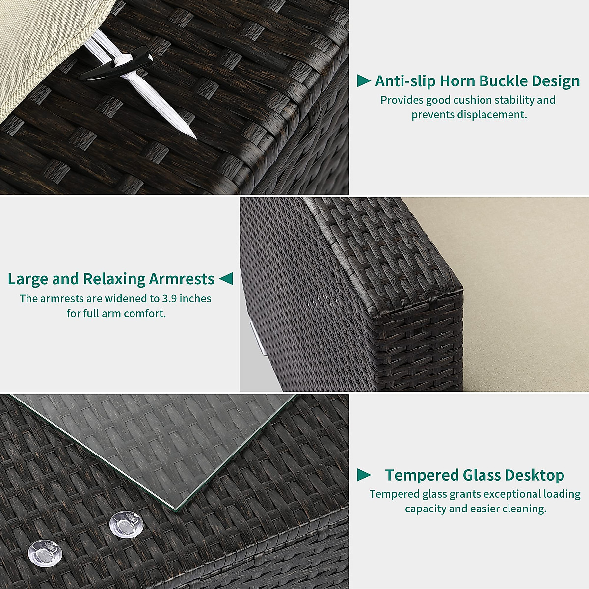 YITAHOME 6 Pieces Patio Furniture Set, Outdoor Sectional Sofa PE Wicker Conversation Set Outside Couch with Table for Porch Lawn Garden Backyard, Black