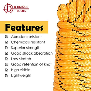 DT-Rope 1/2 in x 100 ft Diamond-Braid Polypropyle Rope (Yellow-Multicolor)