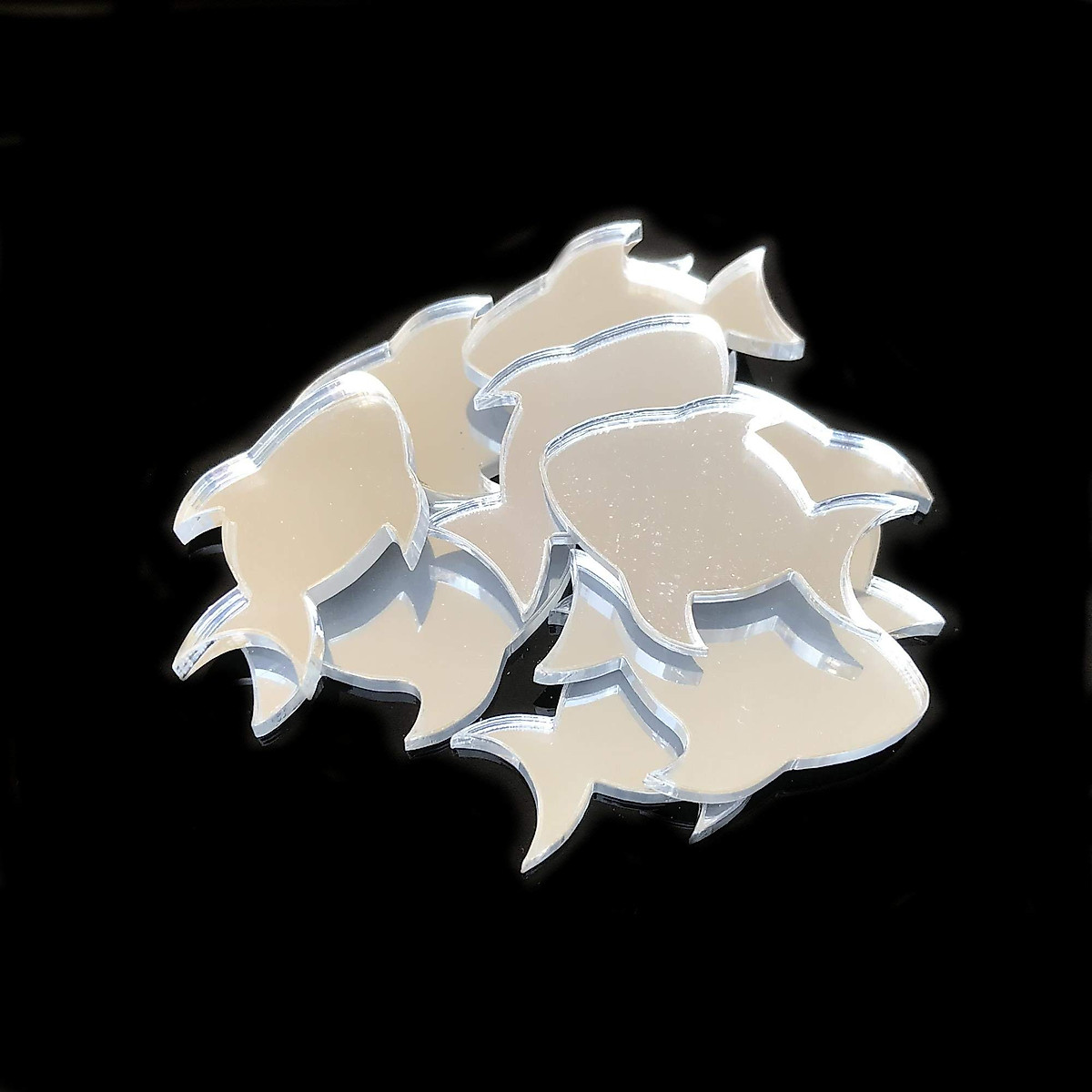 Super Cool Creations Fish Shaped Crafting Mirrors, Set of 10, Many Colours, Shatterproof Acrylic, Bronze Mirror, Pack of 10 x 3cm