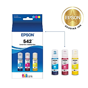 EPSON T542 EcoTank Ink Ultra-high Capacity Bottle Color Combo Pack (T542520-S) for select Epson EcoTank Printers