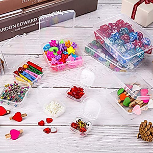 SATINIOR 24 Packs Small Clear Plastic Beads Storage Containers Box with Hinged Lid for Storage of Small Items, Crafts, Jewelry, Hardware, 2.12 x 2.12 x 0.79 in
