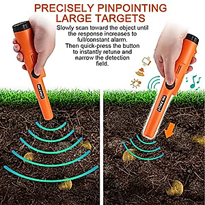 WAZWOY Metal Detector Pinpointer, Professional Handheld Metal Detector with LED Light, 360° Search Pinpointing Finder Probe Treasure Hunting Tool Accessories for Adults and Kids