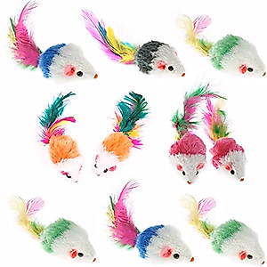 Aftermarket Furry Pet Cat Toys Mice, Cat Toy Mouse, Pet Toys for Cats, Cat Catcher for Feather Tails, 10 Counting