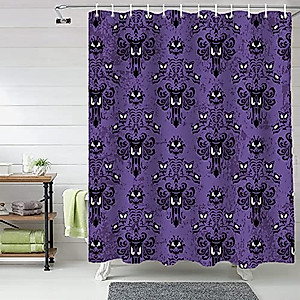 BestLives Halloween Shower Curtain 72 x 72 Inches Haunted Mansion Ghost Purple Bath Curtain Waterproof Polyester Fabric Bathroom Curtain with 12 Hooks-L8