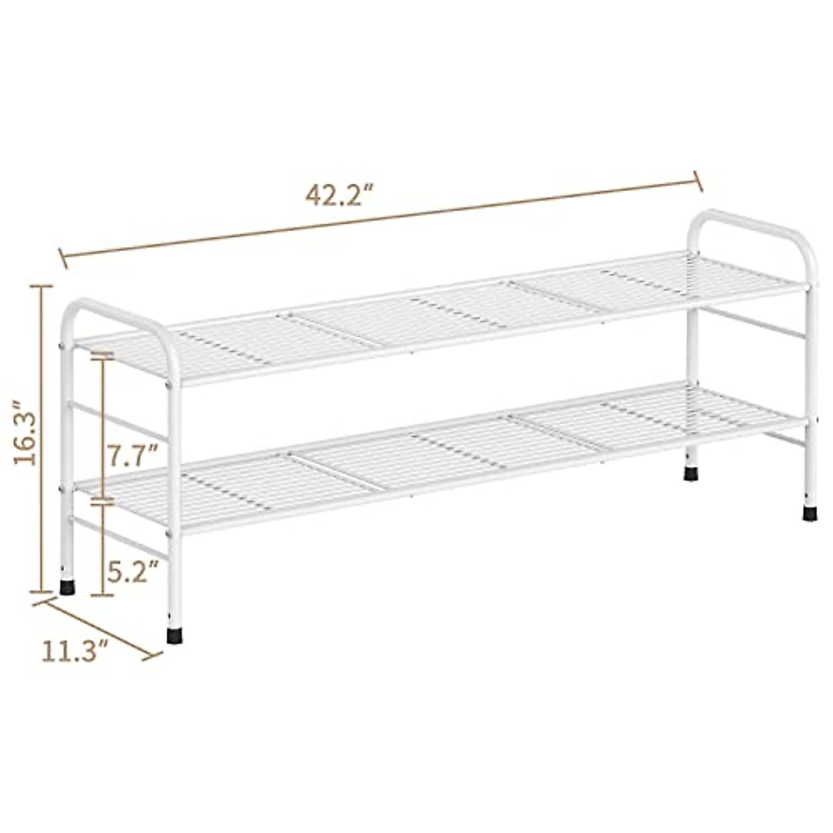 Dicasser 2-Tier Long Shoe Rack Organizer Extra Large Capacity for 18 Pairs,White